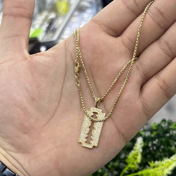 Prime Jewelry 269 | Jewelry | New 4k Yellow Gold Razor Blade Pendant ...